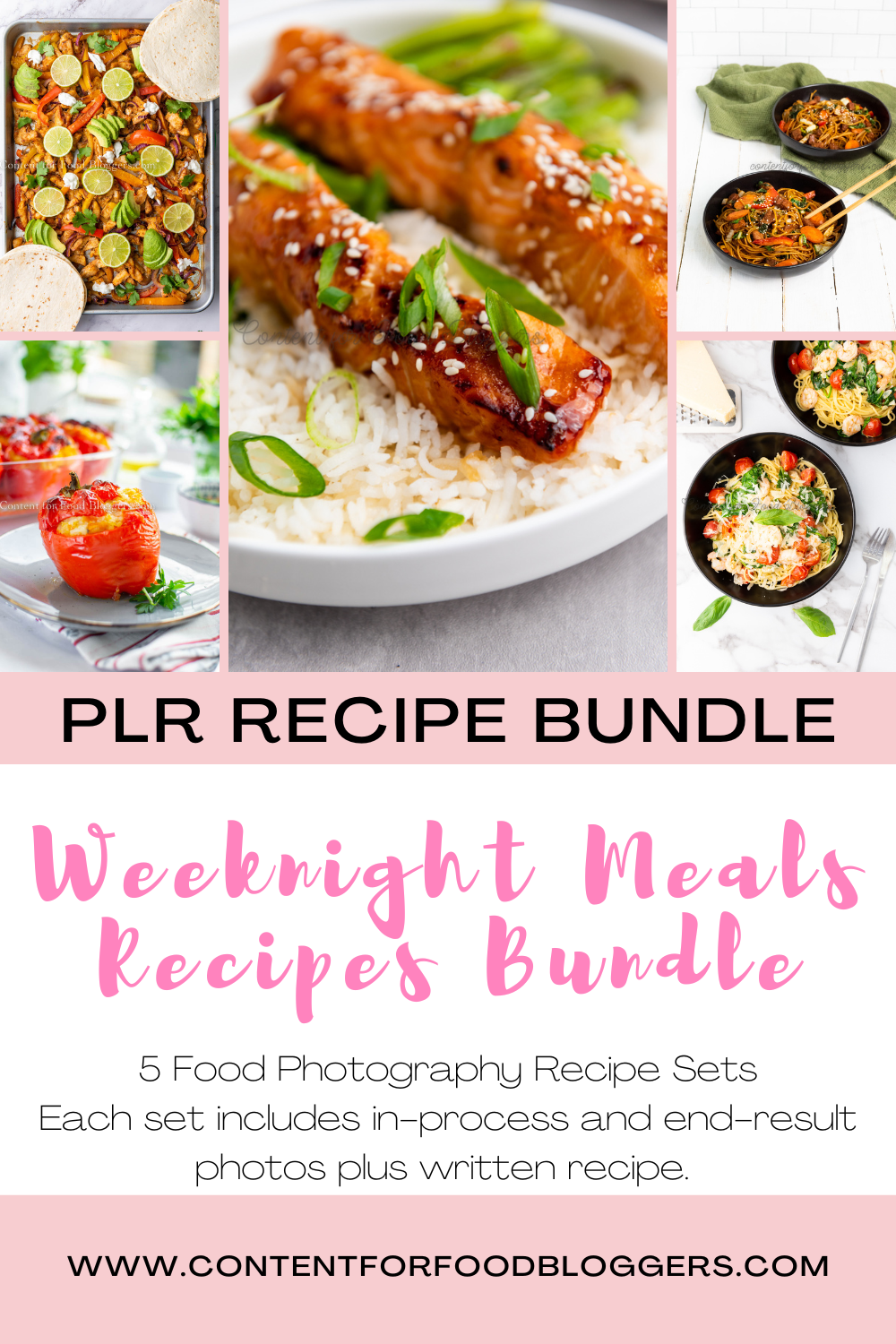 PLR Bundle - Weeknight Meals Recipes Bundle - Content For Food Bloggers